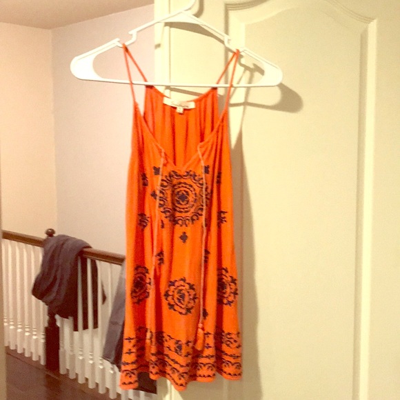 Tops | Orange Boho Style Stop | Poshmark